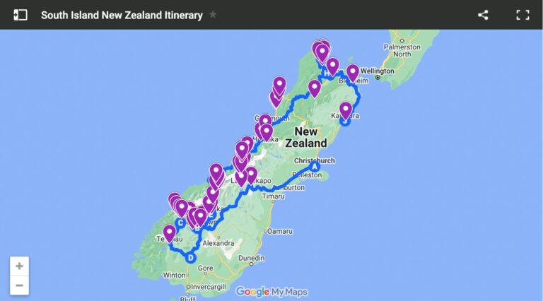 South Island New Zealand Itinerary - Aplink Europa.LT